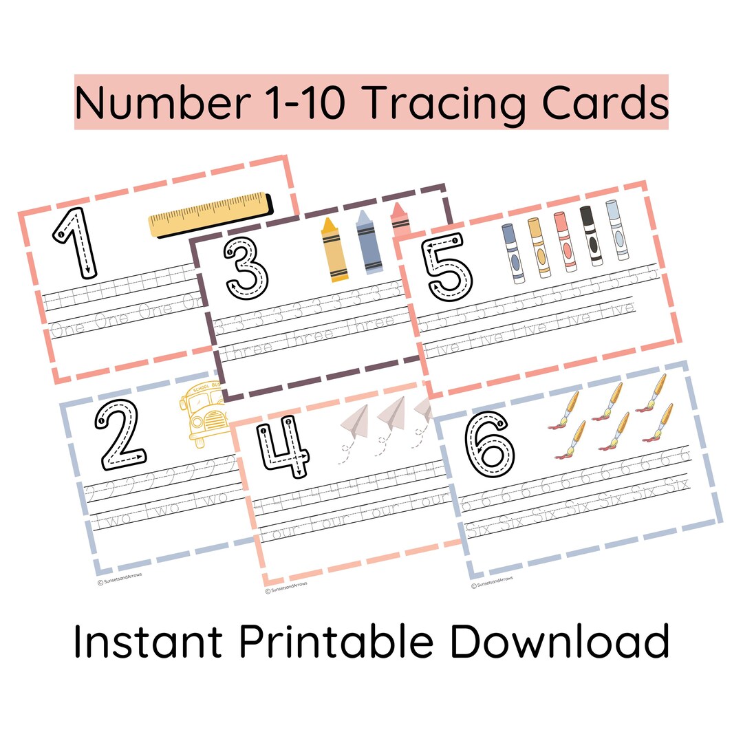 Number Tracing Cards, Homeschool Writing Tools, Printable Worksheet ...