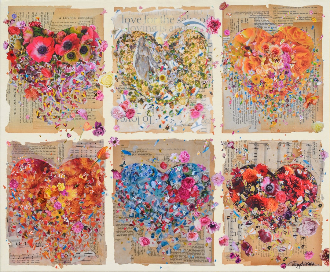 Love Overflowing, Art Prints~giclee,home Decor,hearts,collage ...