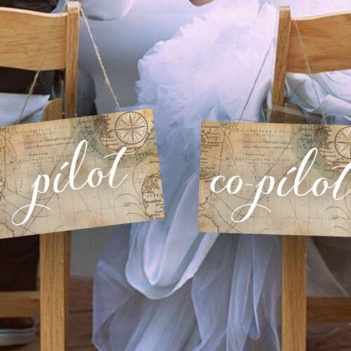 Cute pilot & Co-pilot Wedding Chair Signs Set of - Etsy