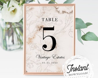 Editable Table Numbers Template Watercolor Printable Instant - Etsy