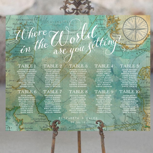 World Map Seating Chart Printable Digital Personalized File | Etsy UK