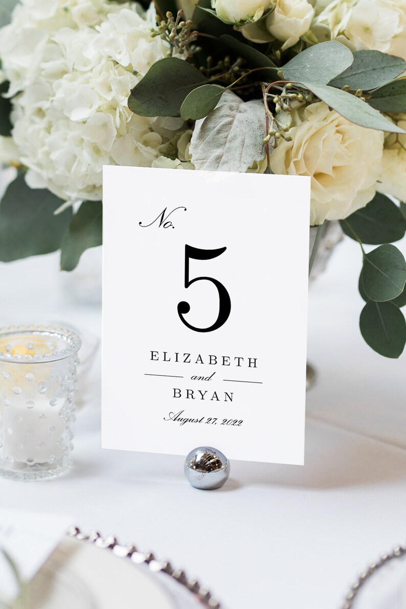 Editable Table Numbers Modern White Elegant Printable - Etsy