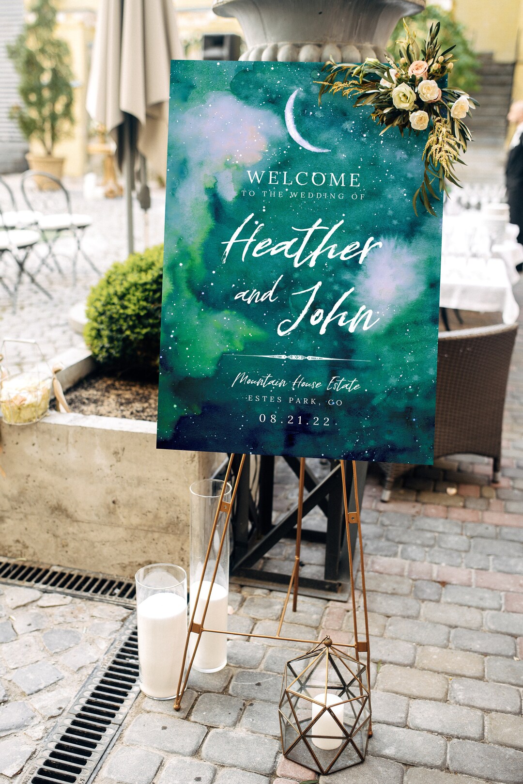 Green Galaxy Welcome Sign, Editable Template, Weddings, Events ...