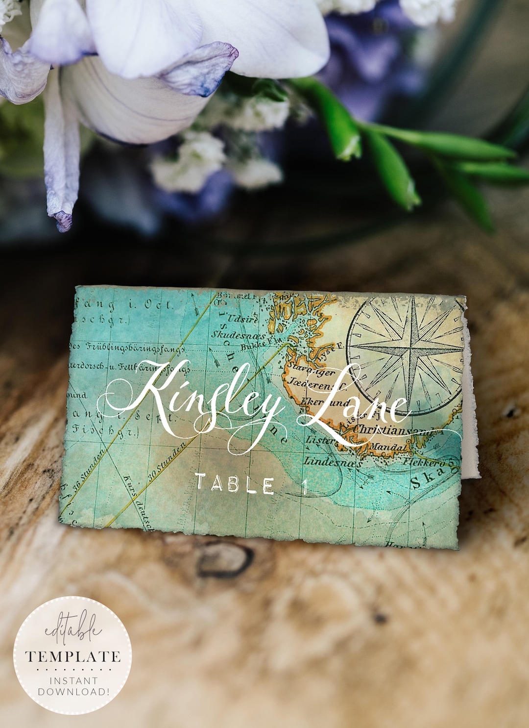 Travel Theme Tented Place Cards, Printable, Editable Template, Instant ...