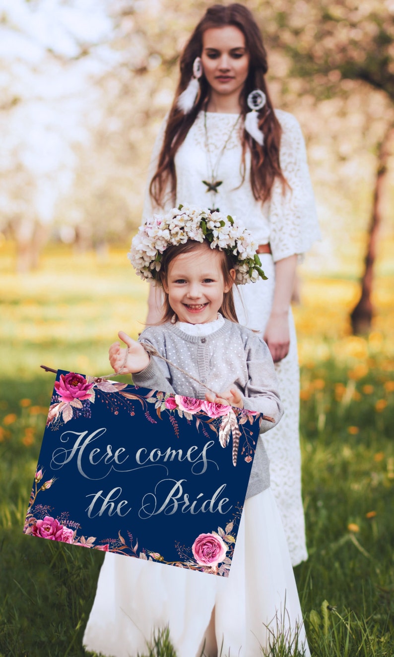 Printable here Comes the Bride Wedding Sign Boho - Etsy