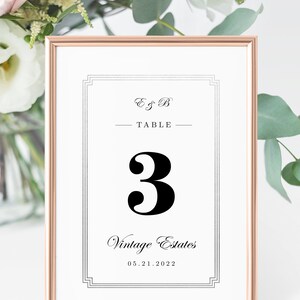Editable Table Numbers Template, Vintage, Minimalist, Printable ...