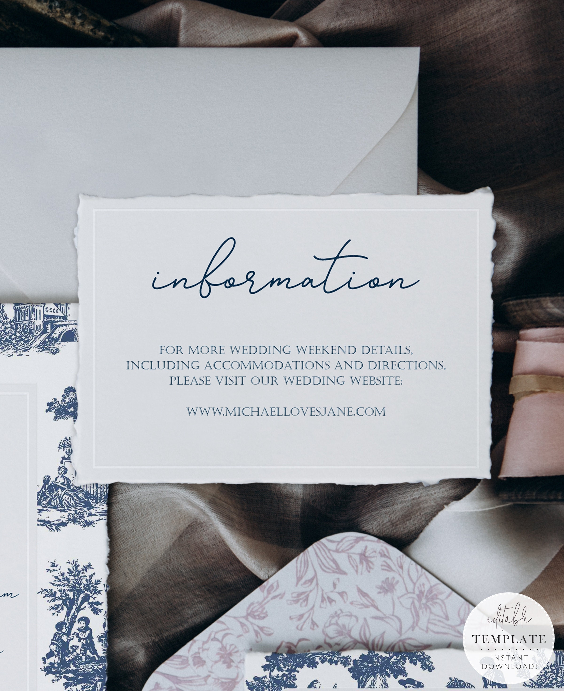 Elegant French Toile Wedding Invitation Suite Printable | Etsy