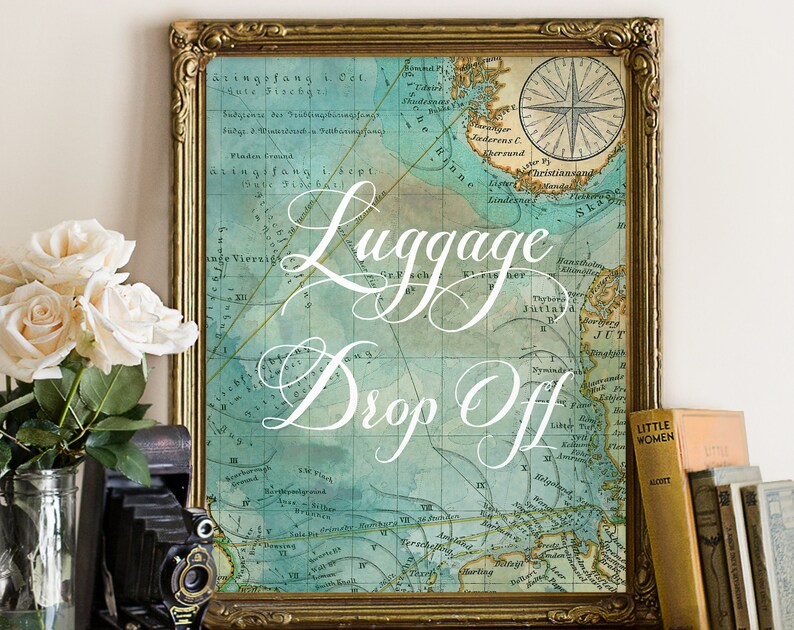 Printable Luggage Drop Off Wedding Sign Travel | Etsy