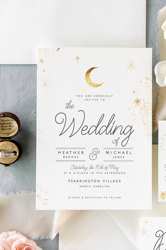 Star Themed Wedding Invitation Printable Premium Vector | Laser Cut