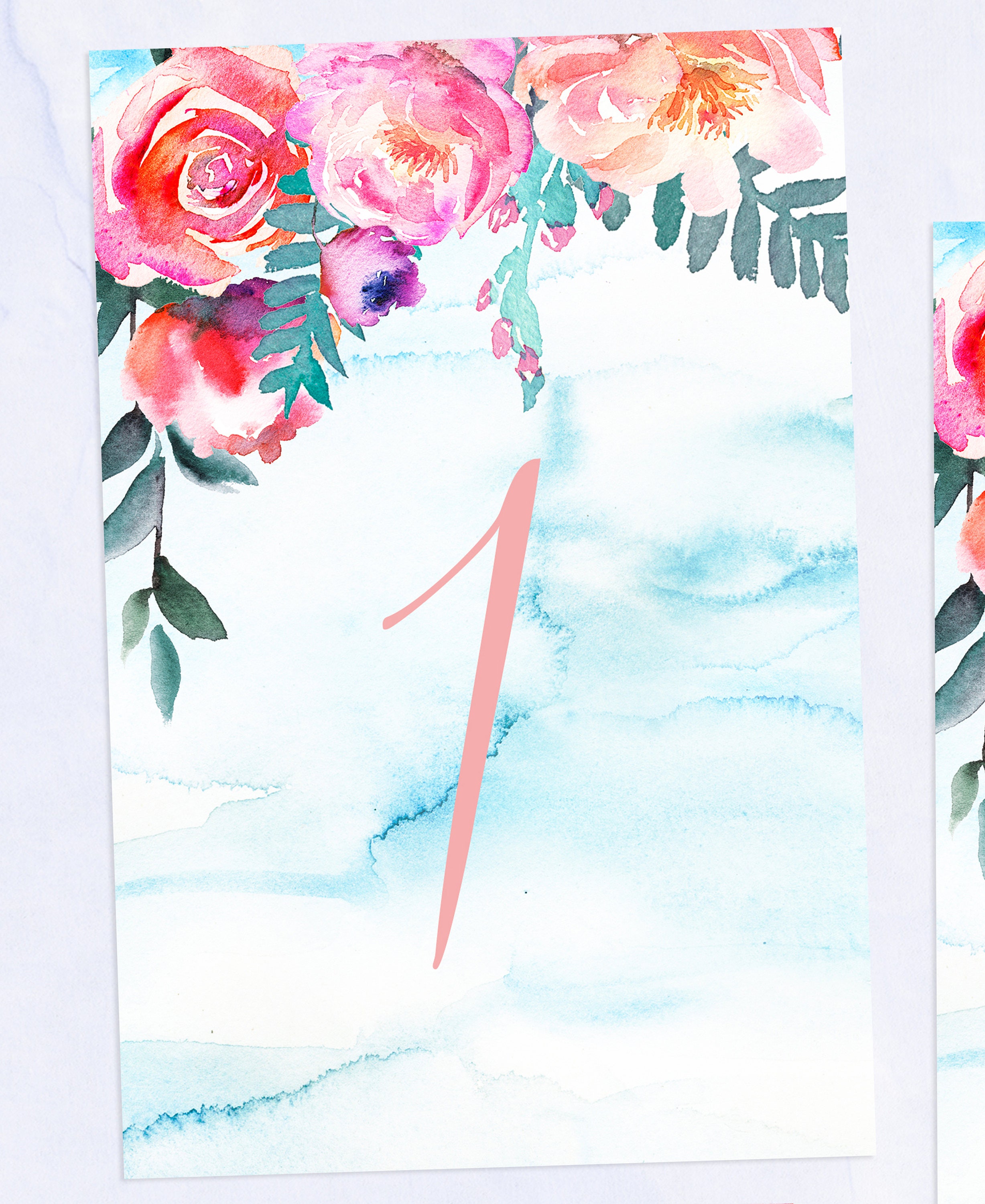 Watercolor Table Numbers 1-30, Floral, Boho, Garden Weddings, Printable ...