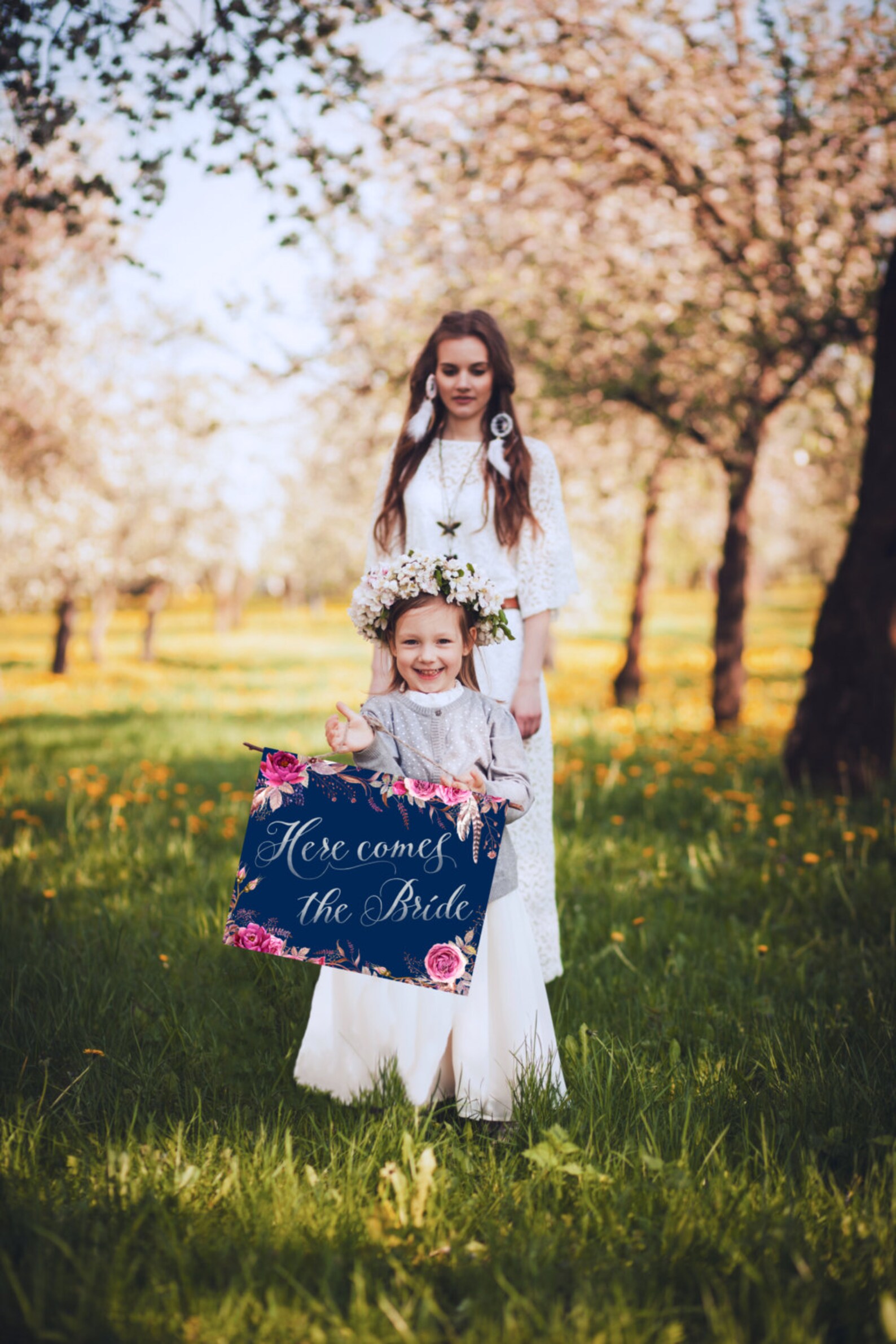 Printable here Comes the Bride Wedding Sign Boho | Etsy