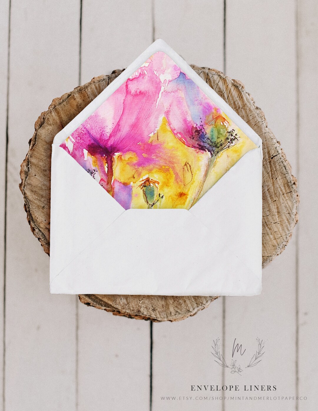 Printable Envelope Liners, 7 Sizes Included, Watercolor Floral, Spring ...