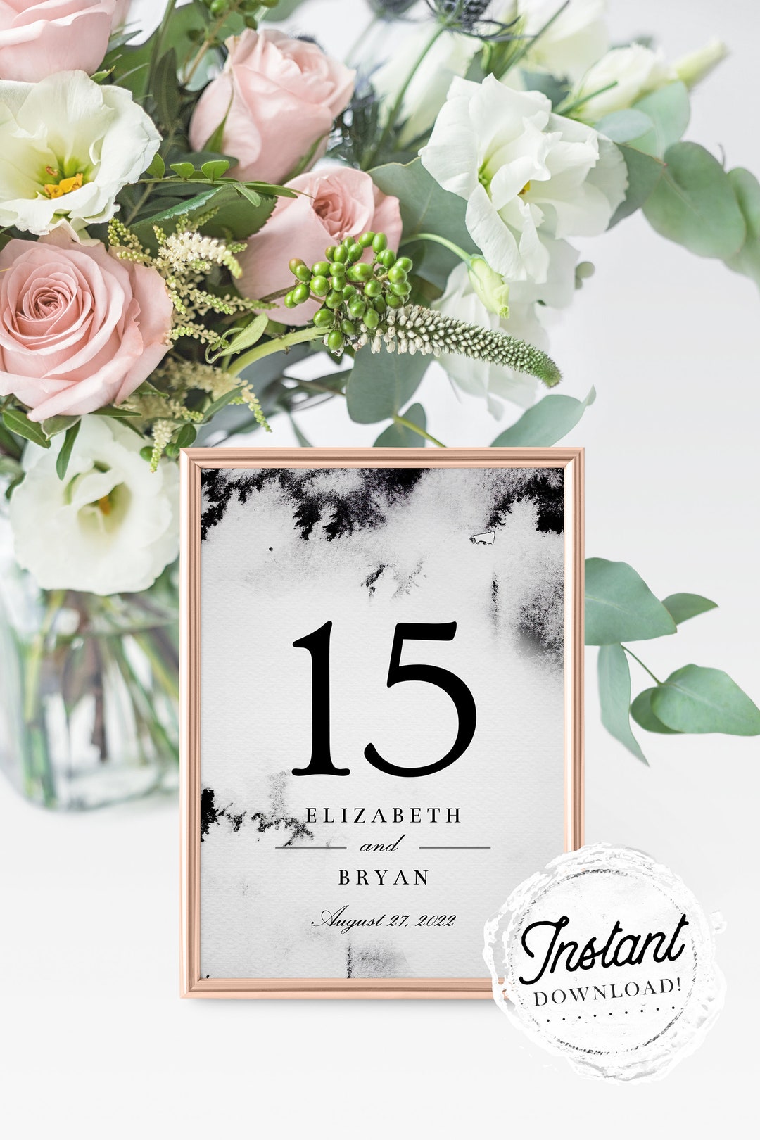 Editable Table Numbers Template Printable Modern Black - Etsy