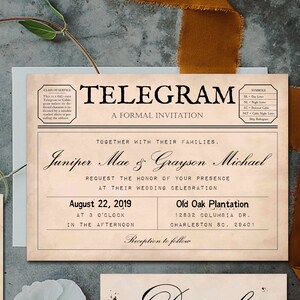 Telegram! Wedding Invitation Suite (printable), Telegram Invitation ...