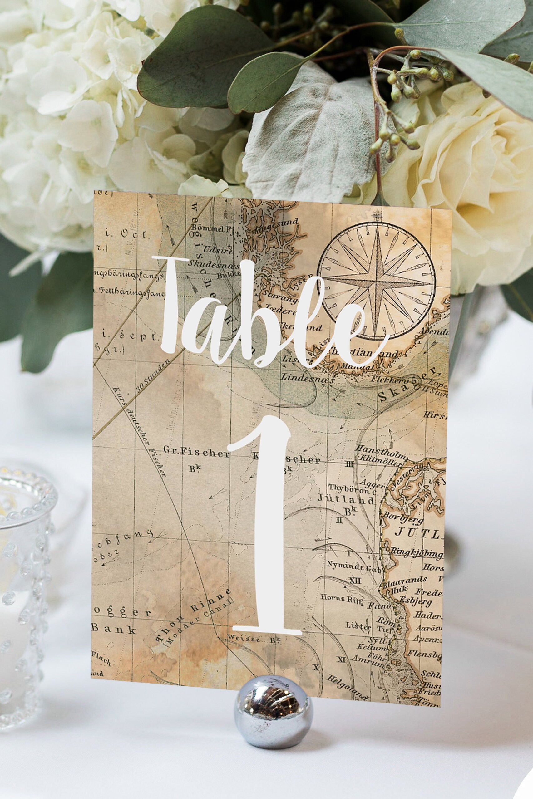 Editable Travel-theme Table Numbers Template, Vintage Map, Instant ...