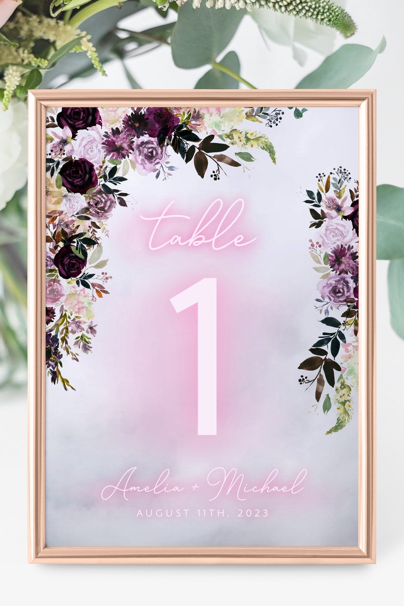 Editable Table Numbers Elegant Neon Printable Editable - Etsy