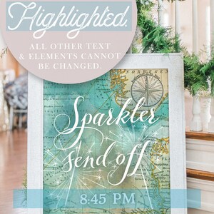 Sparkler Send off Sign, Green Map Travel Design, Printable, Instant ...