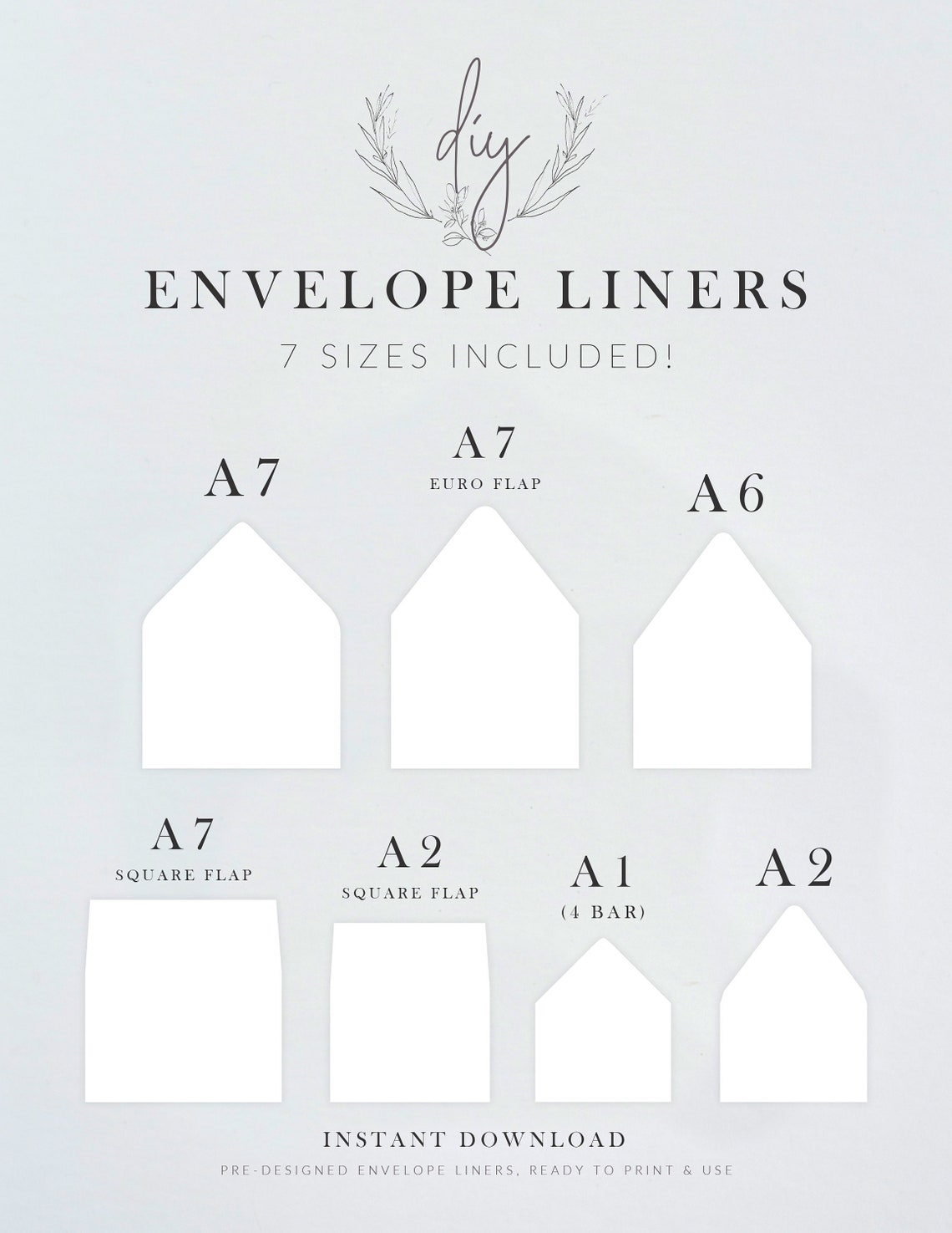 Printable Envelope Liners 7 Sizes Included Elegant French - Etsy