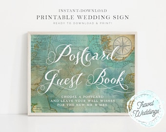 Printable postcard Guest Book Wedding Sign | Etsy