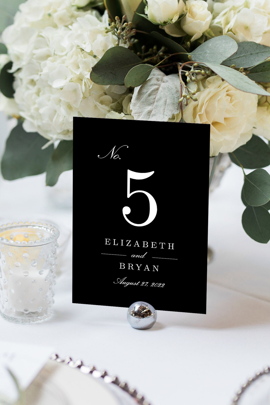 Editable Table Numbers, Modern Black, Elegant, Printable, Editable ...