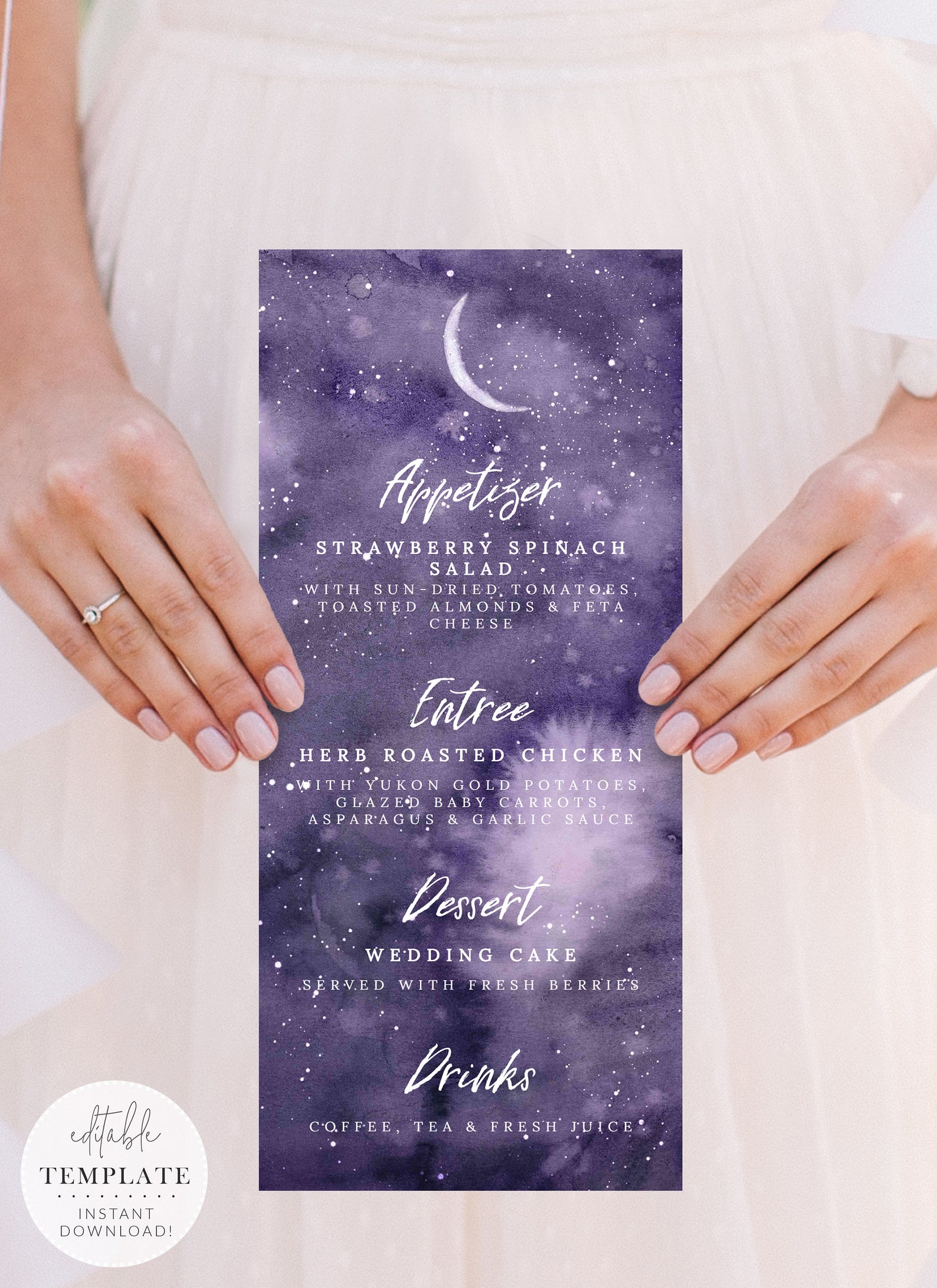Wedding Menu Violet Galaxy Collection Celestial Printable - Etsy
