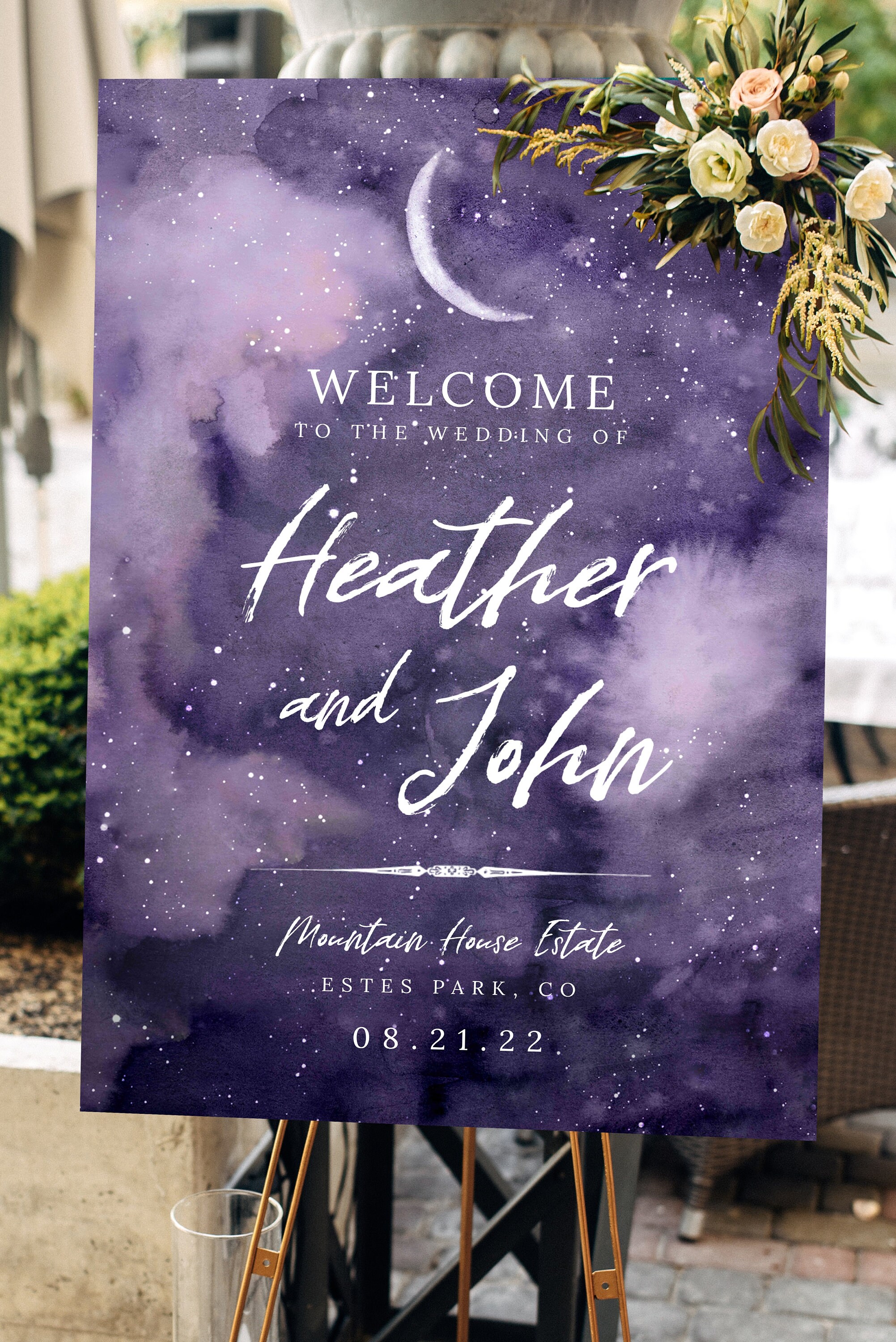 Violet Galaxy Welcome Sign, Editable Template, Weddings, Events ...