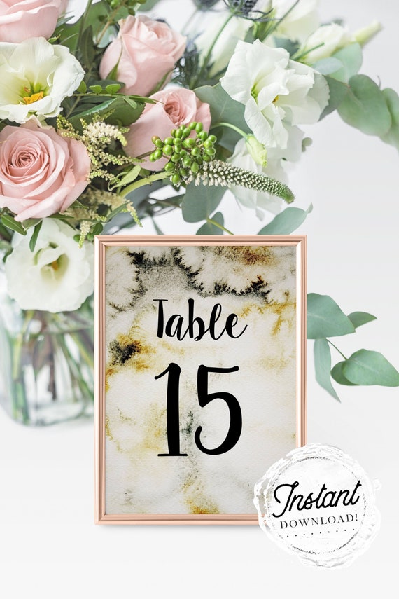 Editable Table Numbers Template Watercolor Printable Instant | Etsy