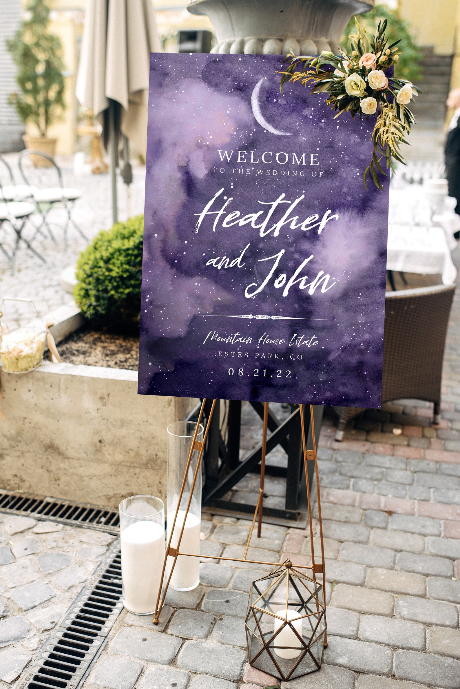 Violet Galaxy Welcome Sign, Editable Template, Weddings, Events ...