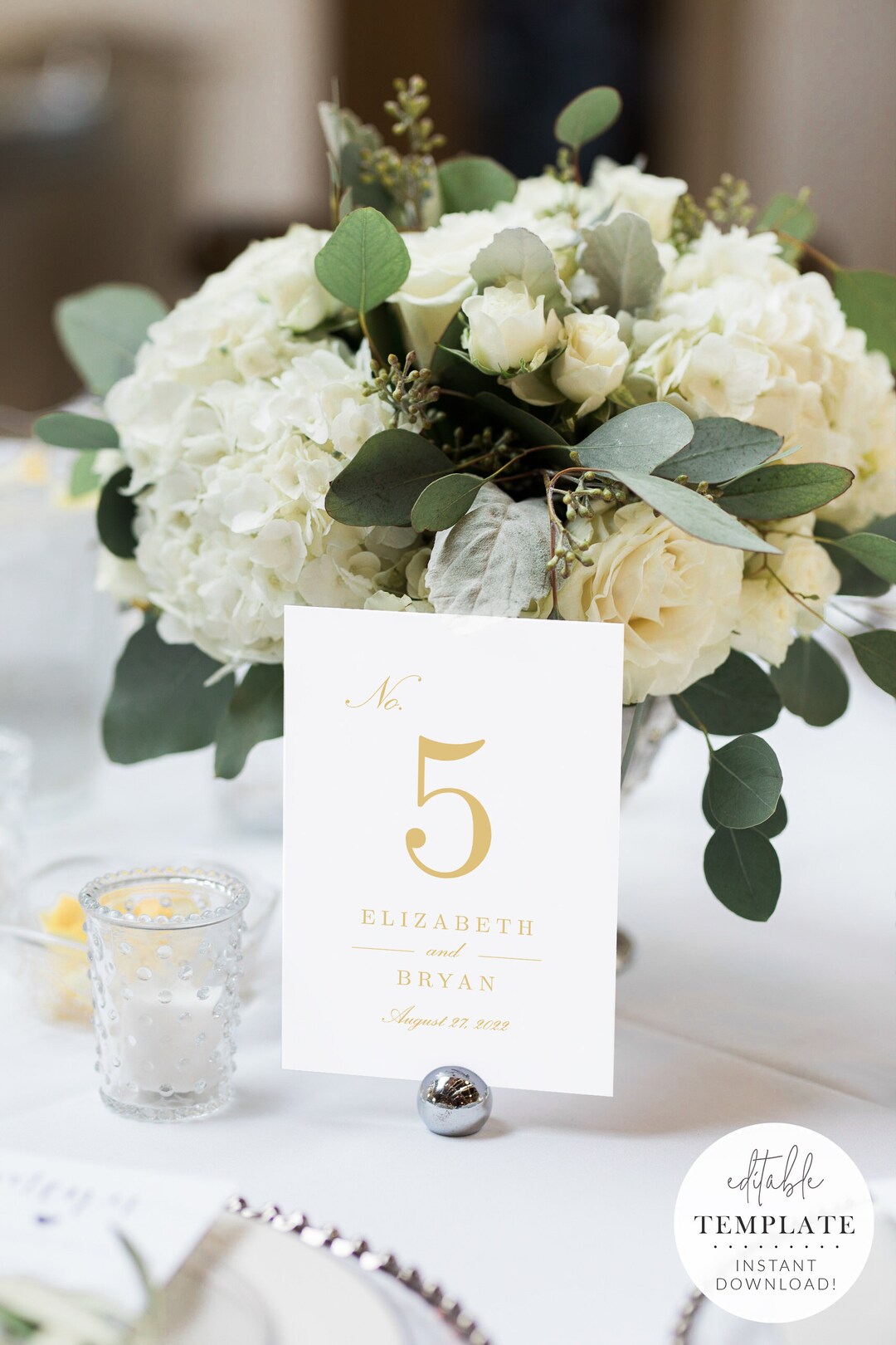 Editable Table Numbers, Modern Gold, Elegant, Printable, Editable ...