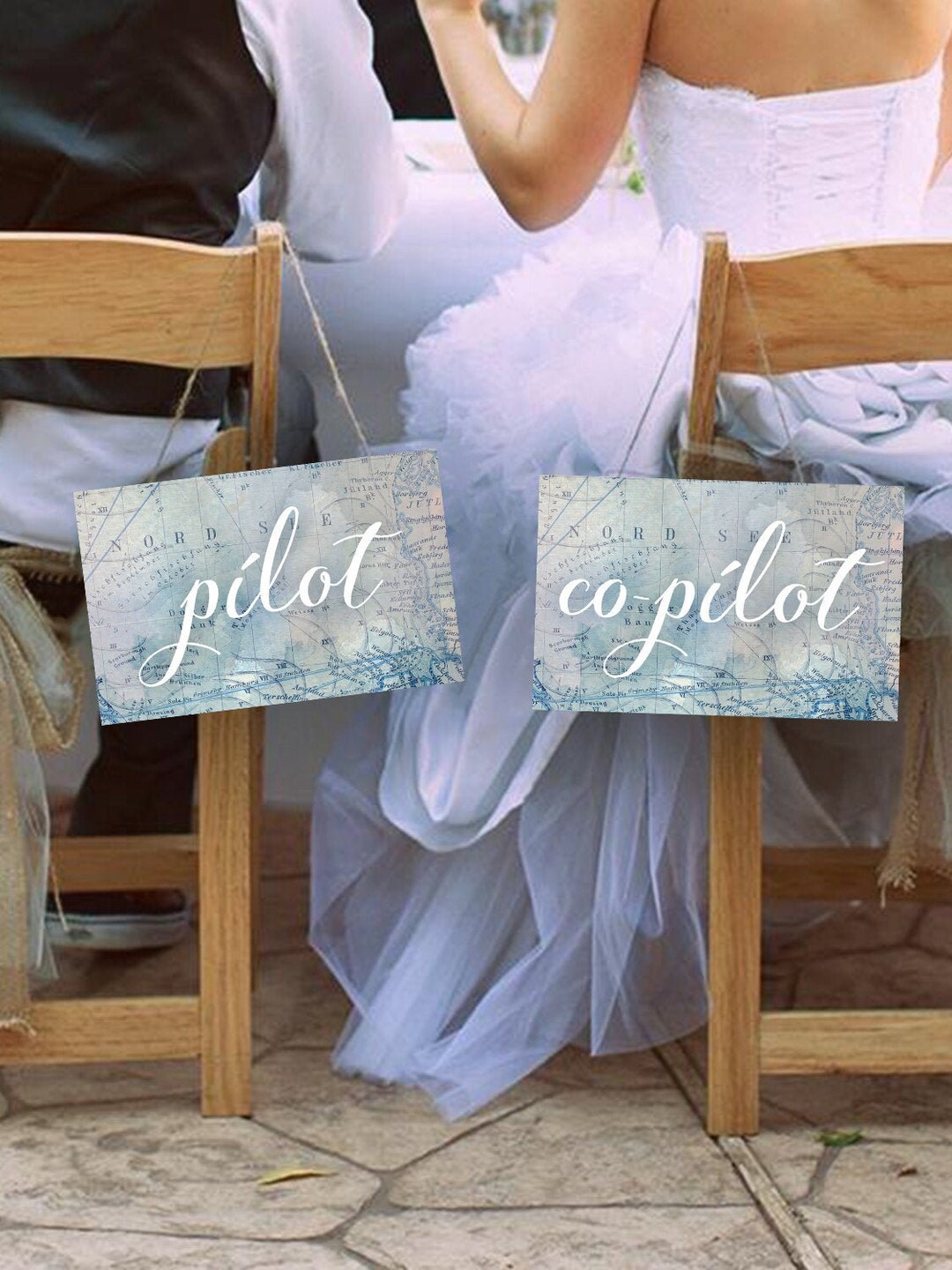 Cute "pilot & Co-pilot" Wedding Chair Signs, Set of 2, Travel Theme ...