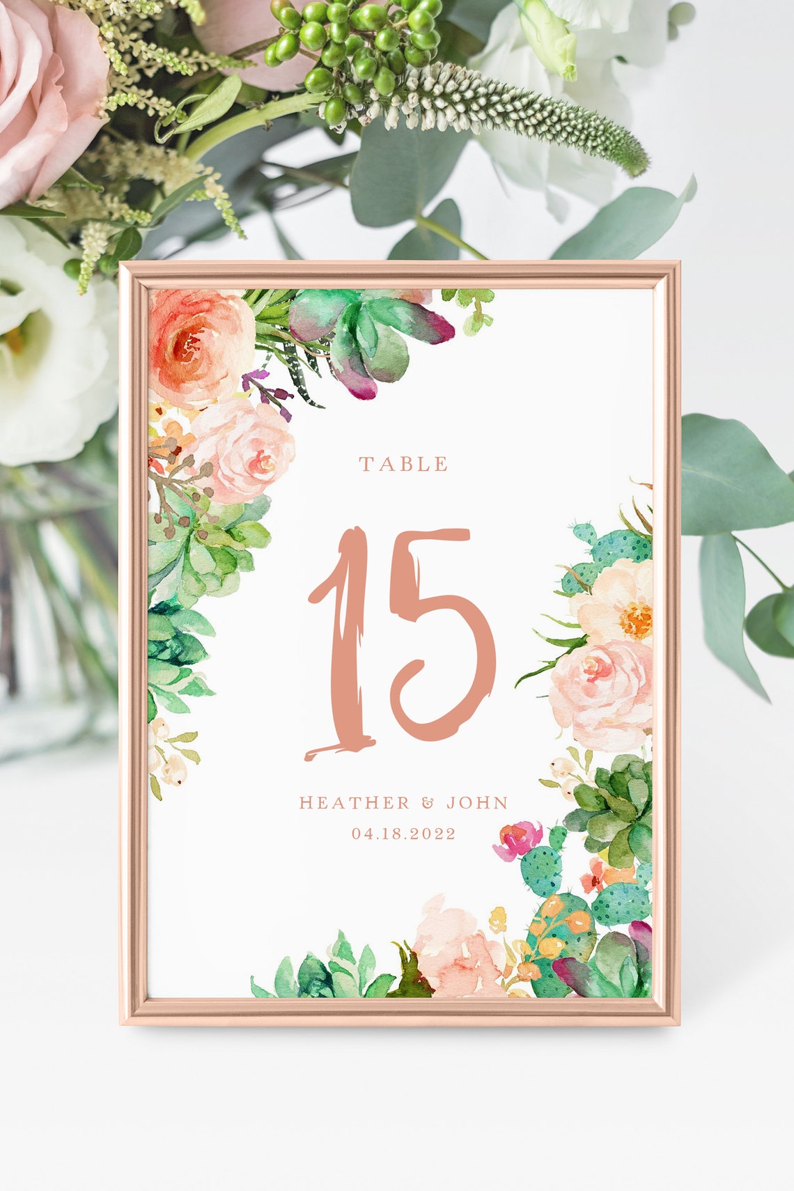 Editable Table Numbers Template Succulents Desert Blooms - Etsy
