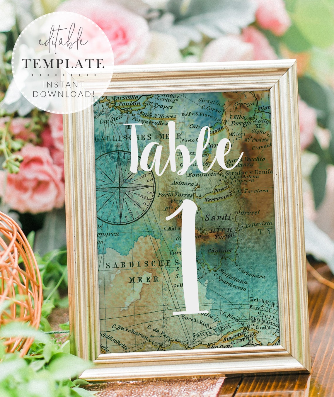 Editable Travel-theme Table Numbers Template Vintage Map | Etsy