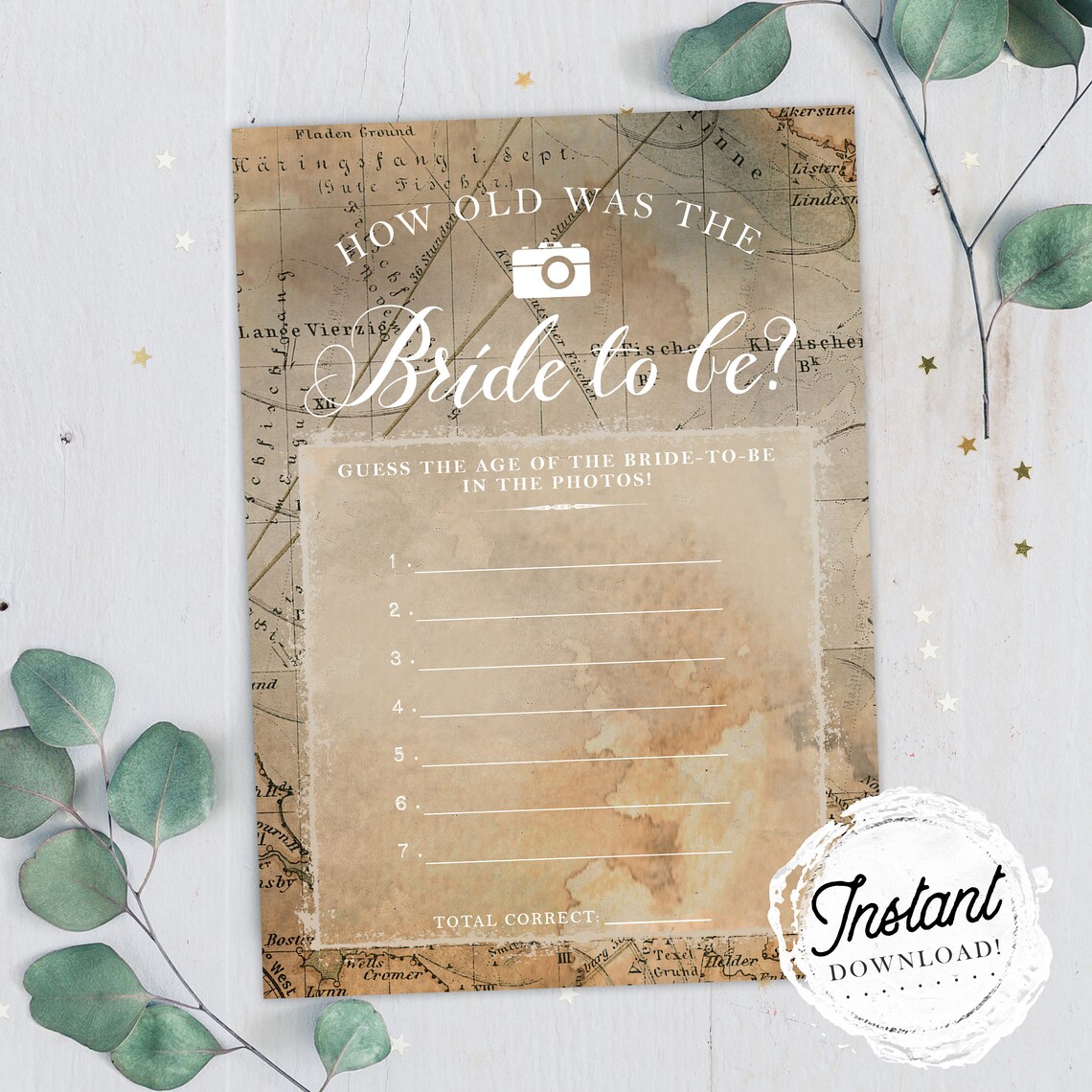 Bridal Shower Game how Old Was the Bride to Be - Etsy