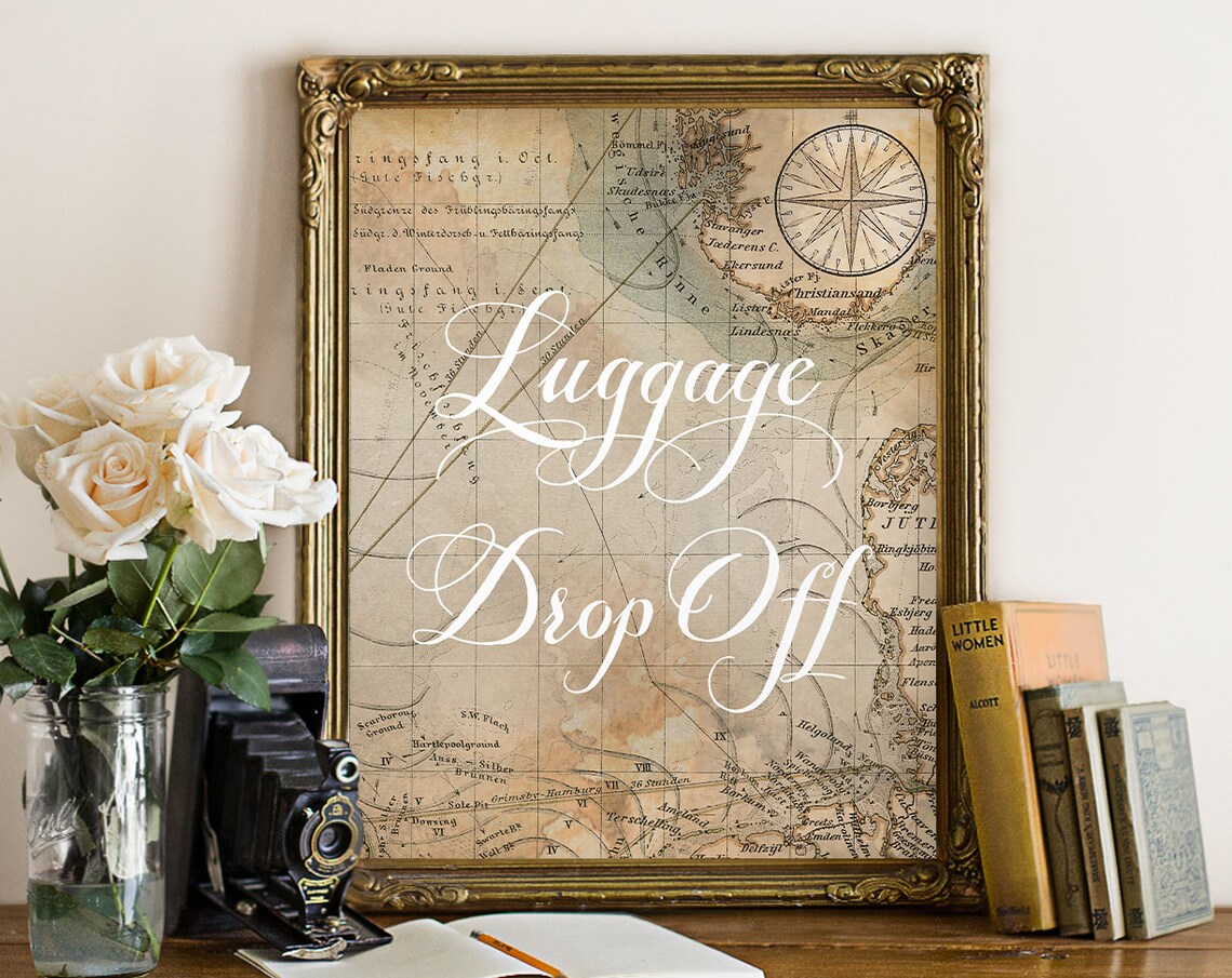 Printable luggage Drop Off Wedding Sign Travel - Etsy
