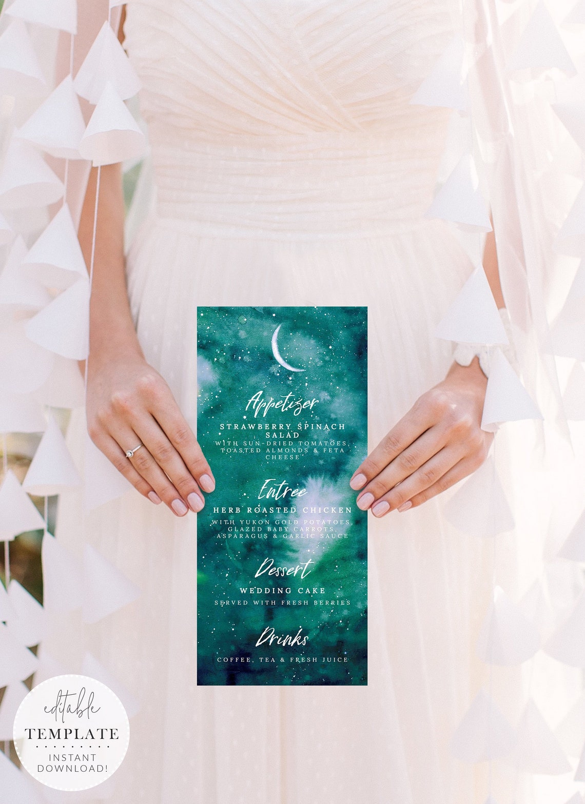Wedding Menu, Green Galaxy Collection, Celestial, Printable Item ...