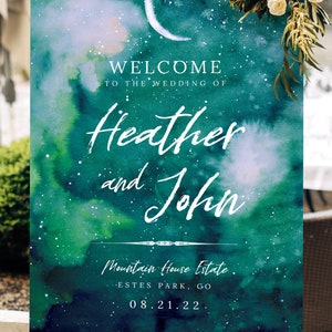 Green Galaxy Welcome Sign, Editable Template, Weddings, Events ...