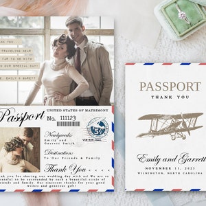 Vintage Airmail Wedding Invitation Suite! Luggage Tag Info Card ...