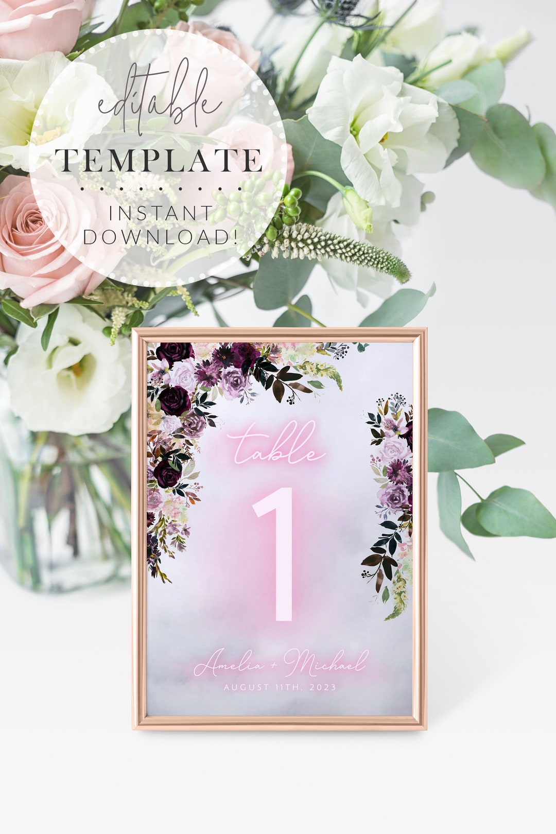 Editable Table Numbers Elegant Neon Printable Editable - Etsy