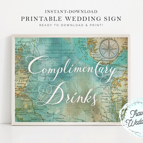 Printable complimentary Drinks Wedding Sign Party - Etsy