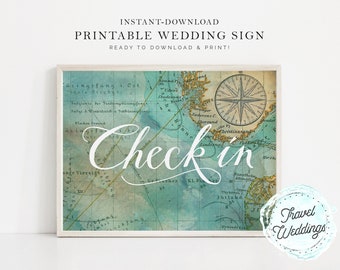 Check in Party Favor Sign for Travel Theme Party, INSTANT Download ...