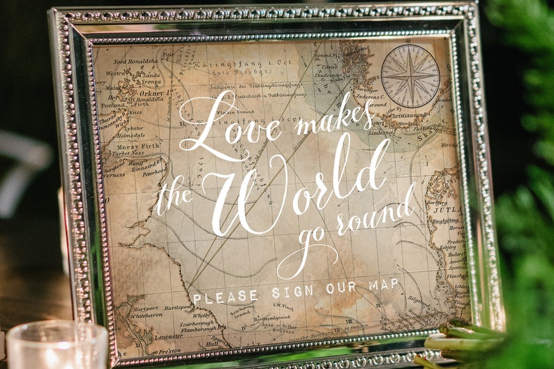 Vintage Map "please Sign Our Map" Printable Wedding Guestbook Sign ...