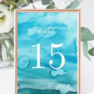 Editable Table Numbers Template, Turquoise, Printable, Instant Download ...