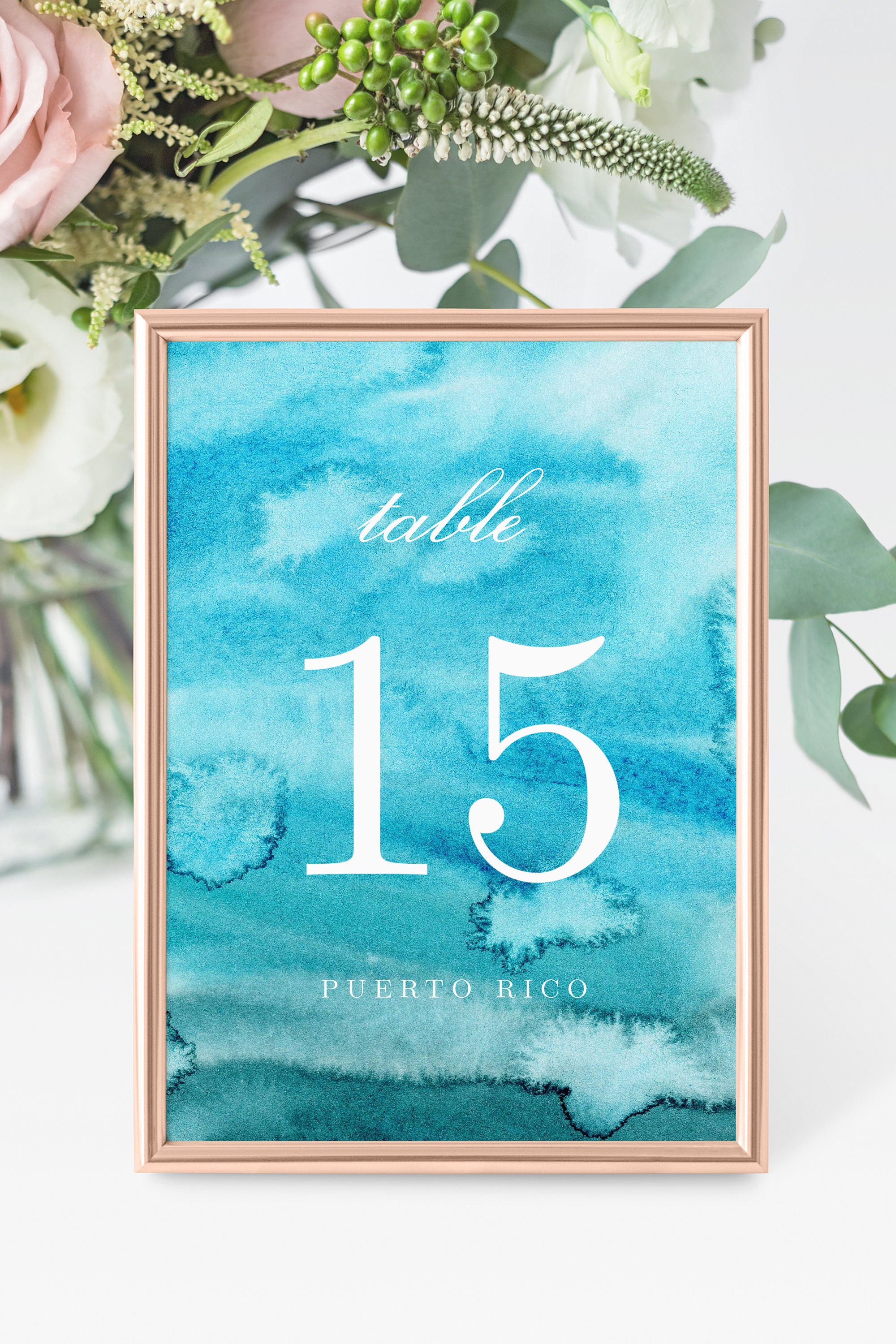 Editable Table Numbers Template Turquoise Printable Instant | Etsy
