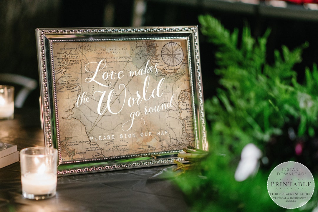 Vintage Map "please Sign Our Map" Printable Wedding Guestbook Sign ...