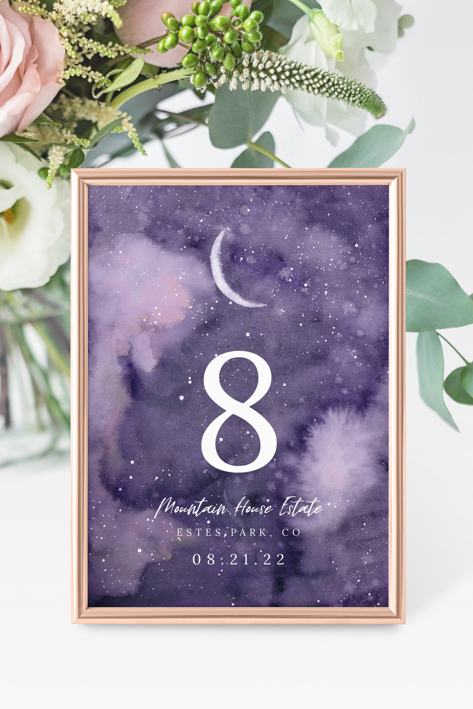 Editable Table Numbers Template, Violet Galaxy Printable, Instant ...