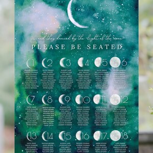 Moon Phases Seating Chart, Editable Template, Printable, Table Seating ...