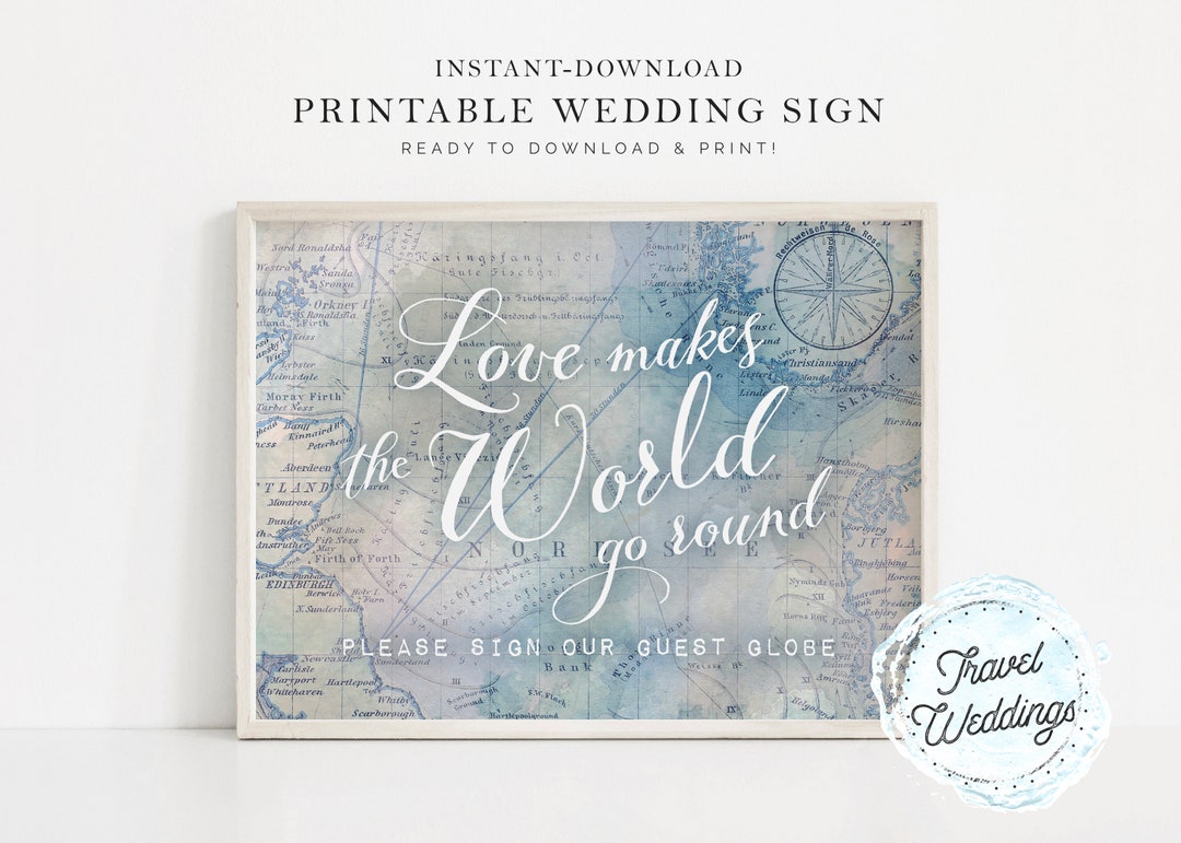 Printable Guest Book Wedding Sign, "love Makes the World Go Round ...