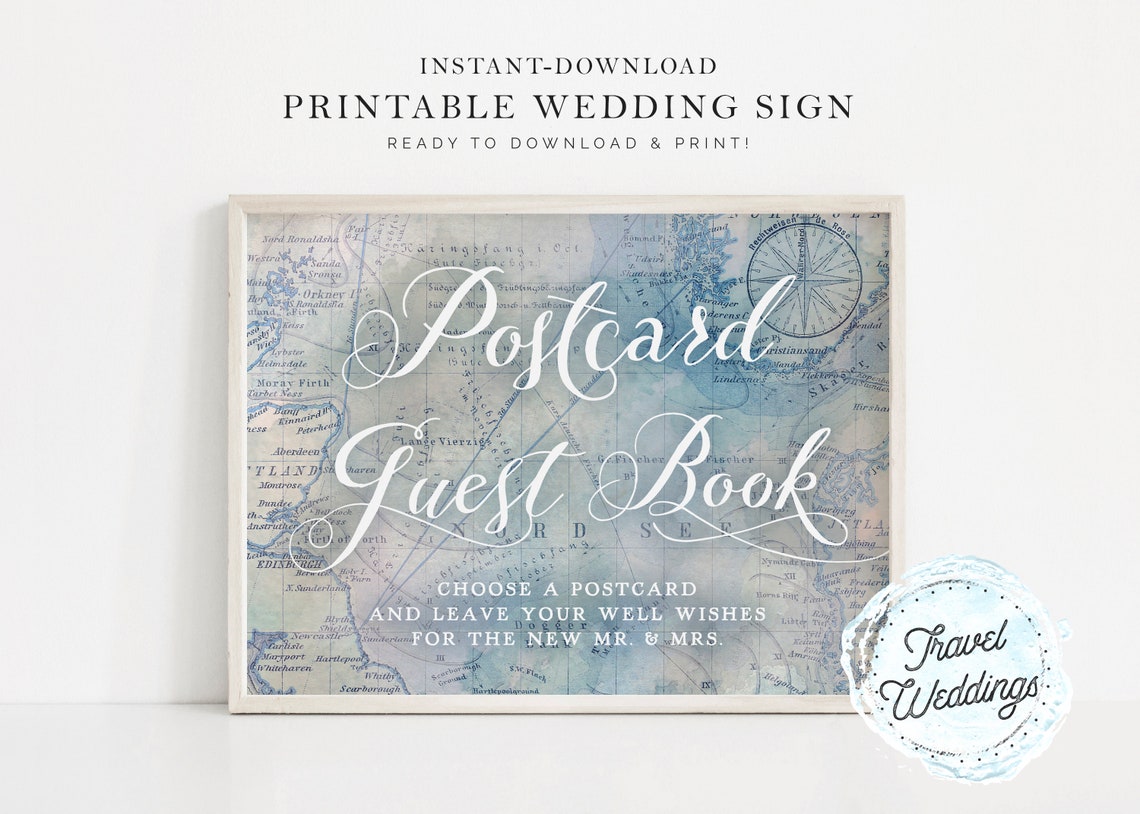 Printable postcard Guest Book Wedding Sign | Etsy
