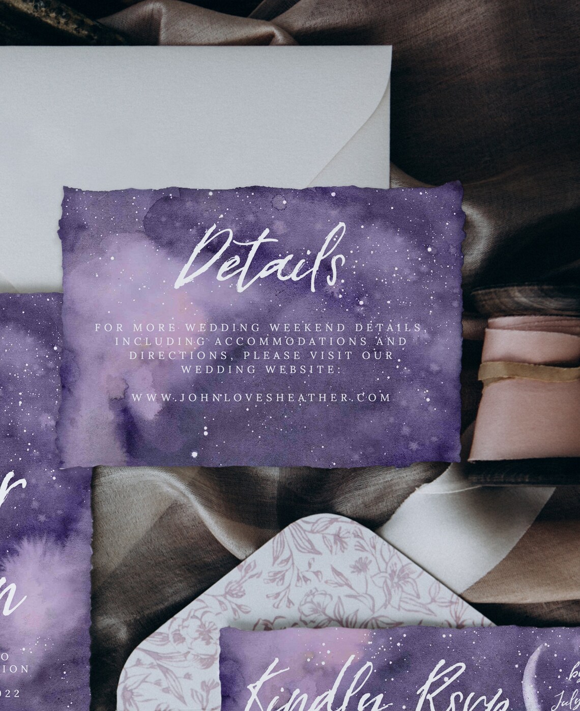 Violet Galaxy Collection, Editable Wedding Invitation Suite, Celestial ...