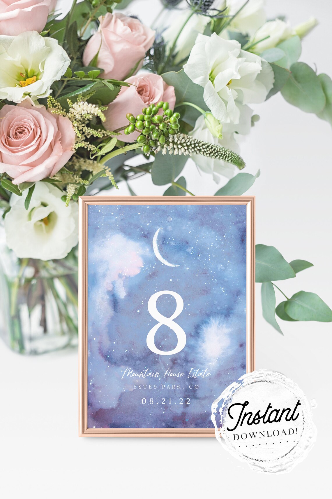 Editable Table Numbers Template, Blue Galaxy, Printable, Instant ...